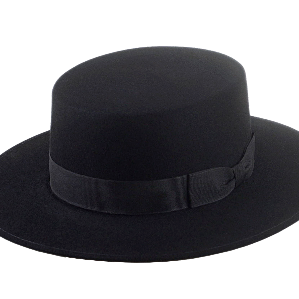 All Black Felt Boater Hat - The Hawk | Agnoulita Hats