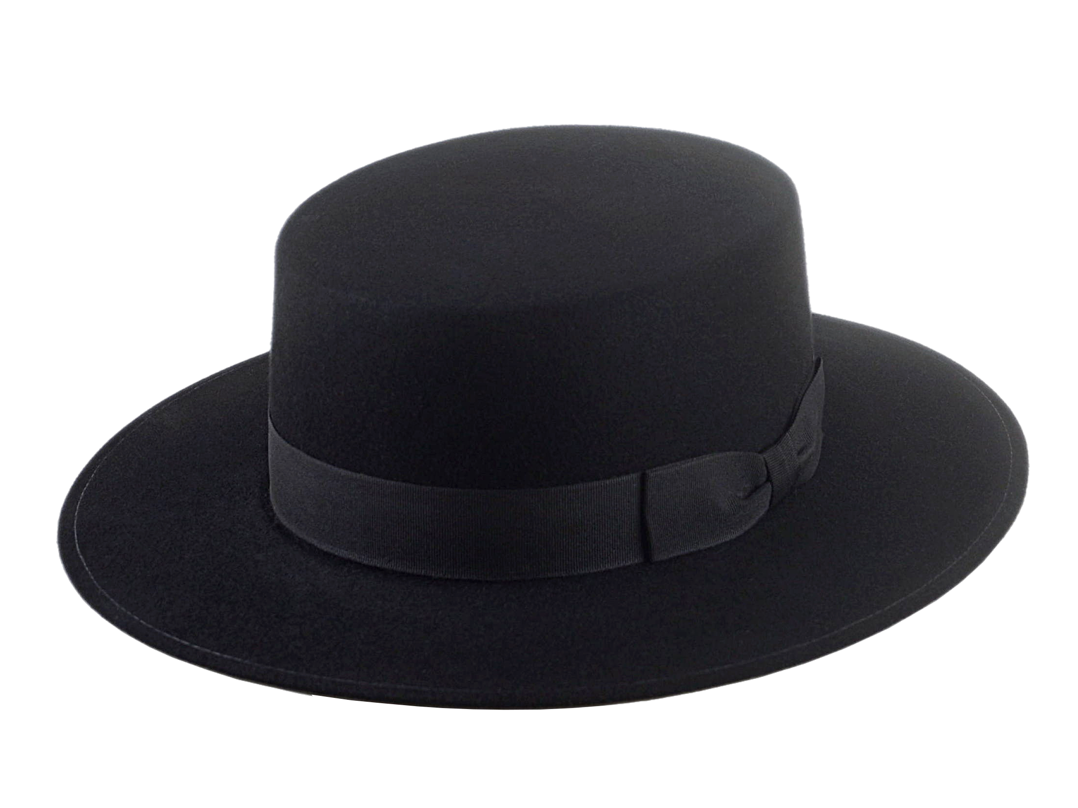 All Black Felt Boater Hat - The Hawk | Agnoulita Hats