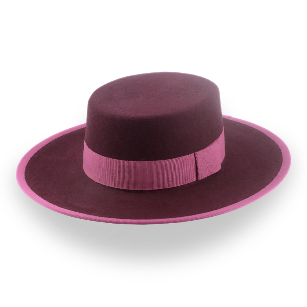 Burgundy Flat Top Felt HatThe Bolero – Agnoulita Hats