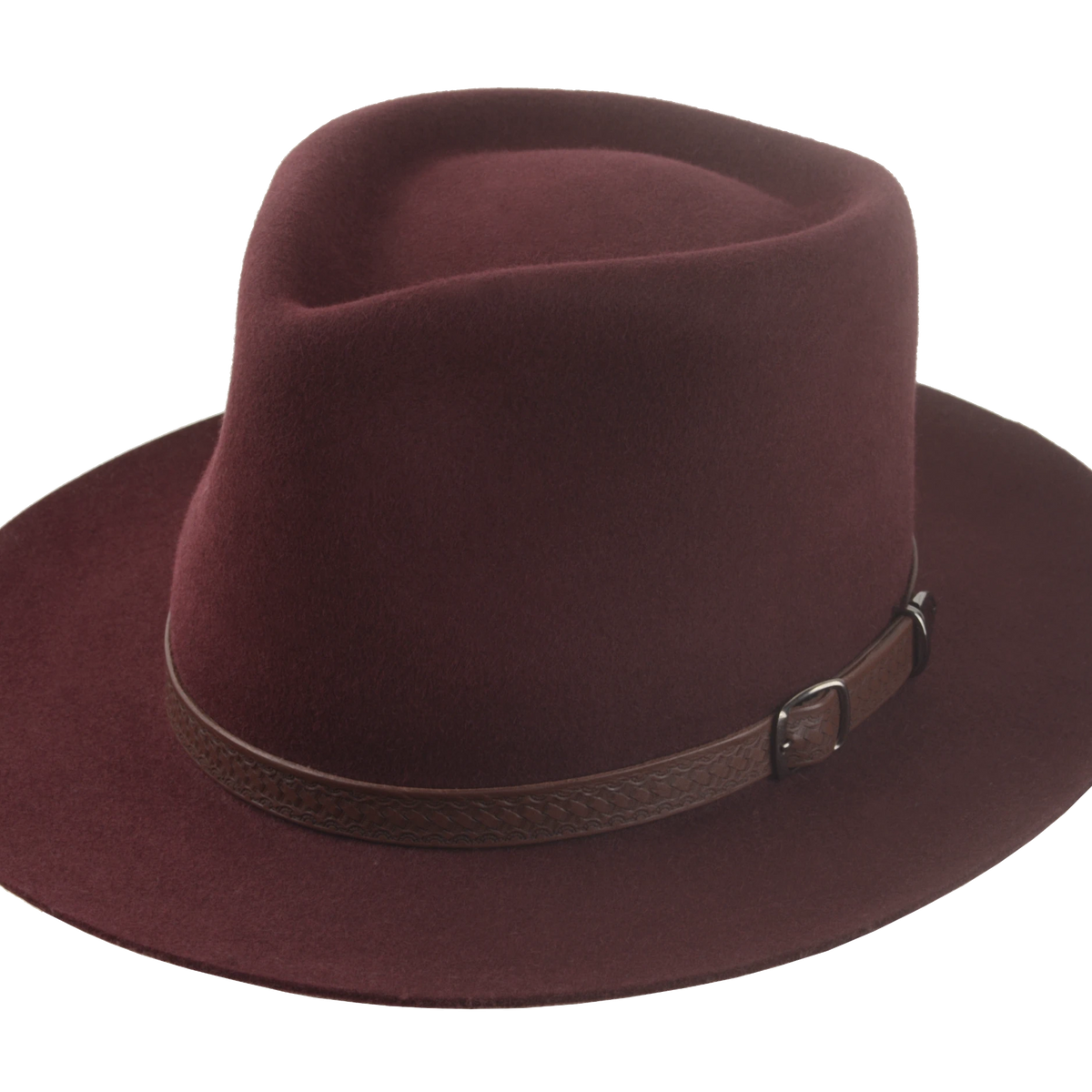 Burgundy Western Fedora - The Compass | Agnoulita Hats