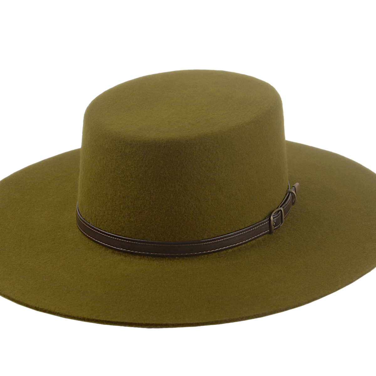 Olive Green Flat Cowboy Hat - The Galloper | Agnoulita Hats